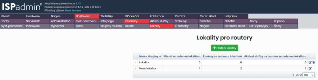 Lokality - ISPadmin wiki